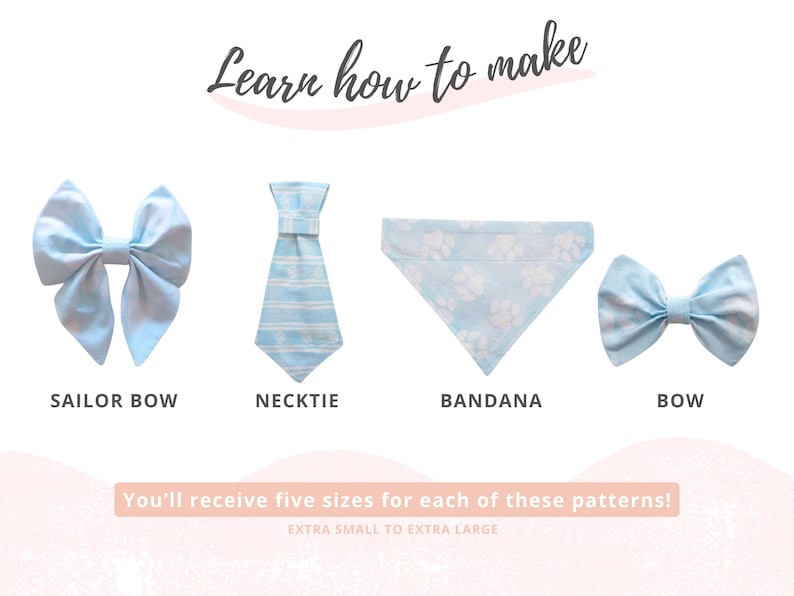Dog bow, sailor bow, necktie and dog bandana pattern | Into collar Dog ...
