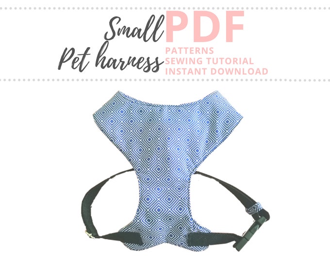 Dog Harness PDF Sewing Pattern - Small Size / Adjustable Fabric Harness ...