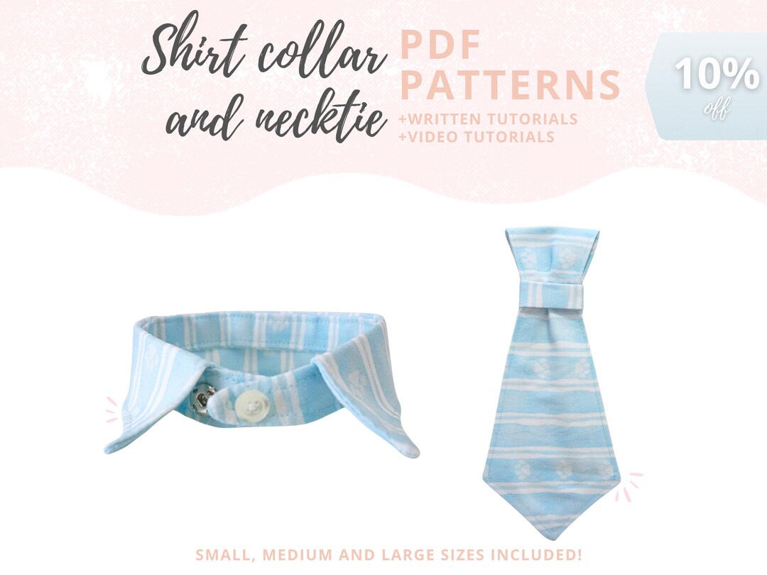Dog Shirt Collar Pattern and Dog Necktie Sewing Pattern | How to Make ...