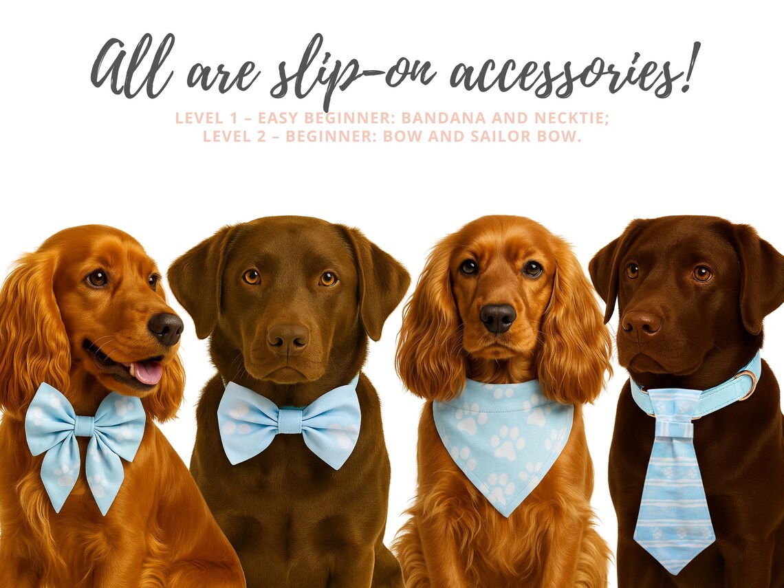 Dog bow, sailor bow, necktie and dog bandana pattern | Into collar Dog ...
