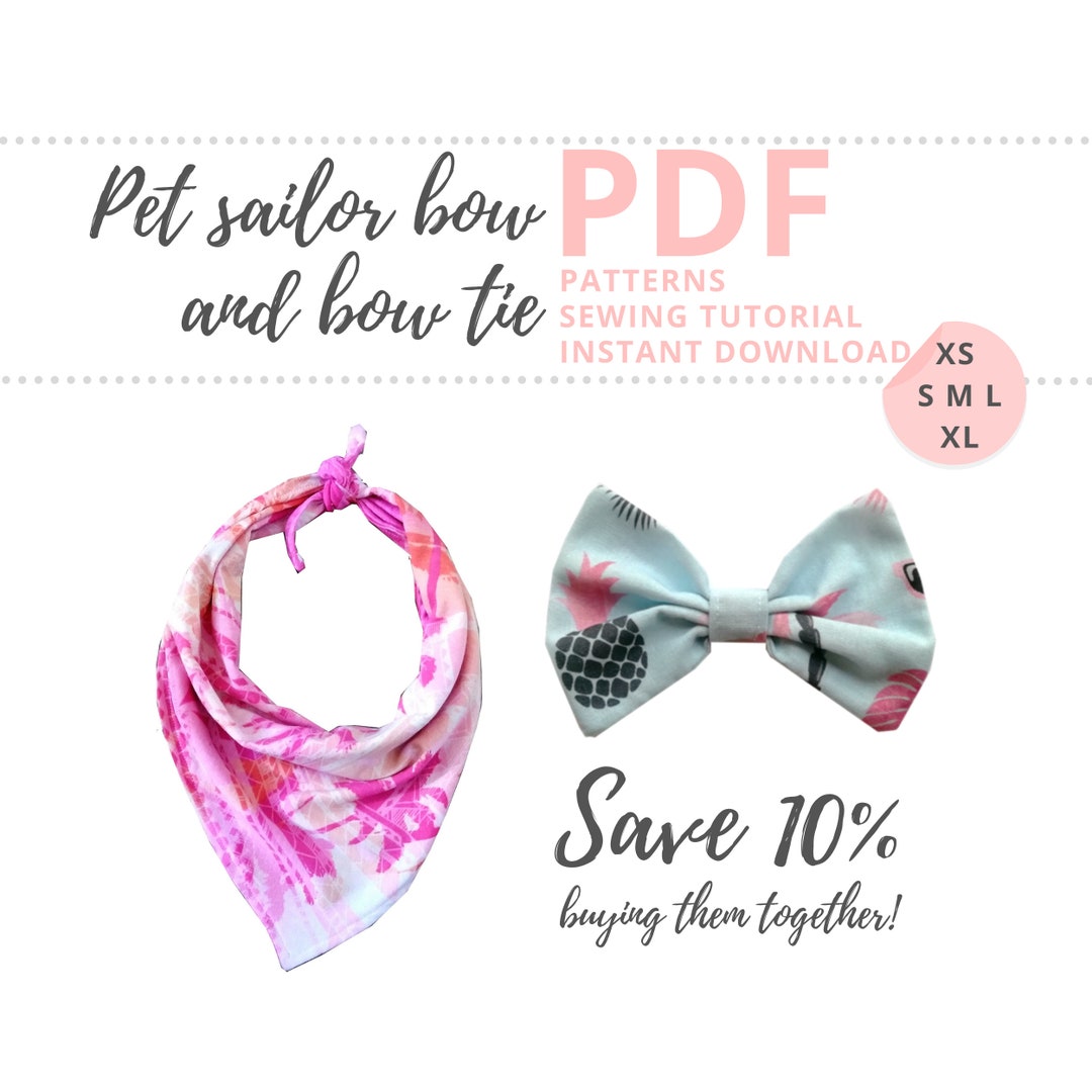 Dog Bandana Pattern PDF and Bowtie Pattern / Beginner Dog Bandana ...