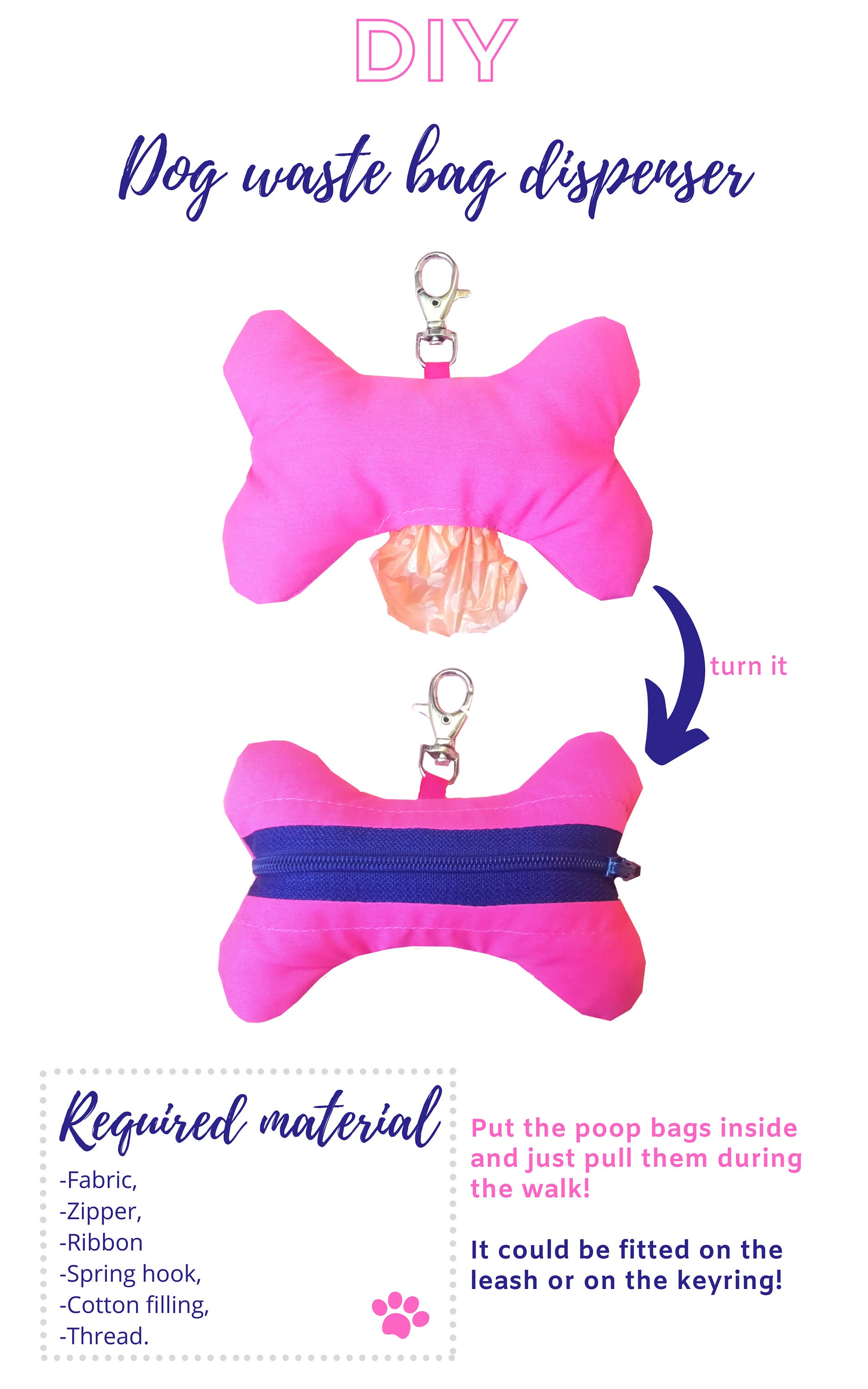 Dog poo bag holder pattern / Poop bag dispenser pdf / Dog | Etsy