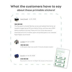 Live Animals Printable Stickers / Live Animals Stickers for Airline ...