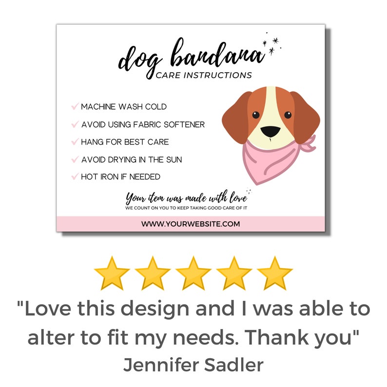 Dog Bandana Care Card Templates Bundle Dog Bandana Packaging - Etsy