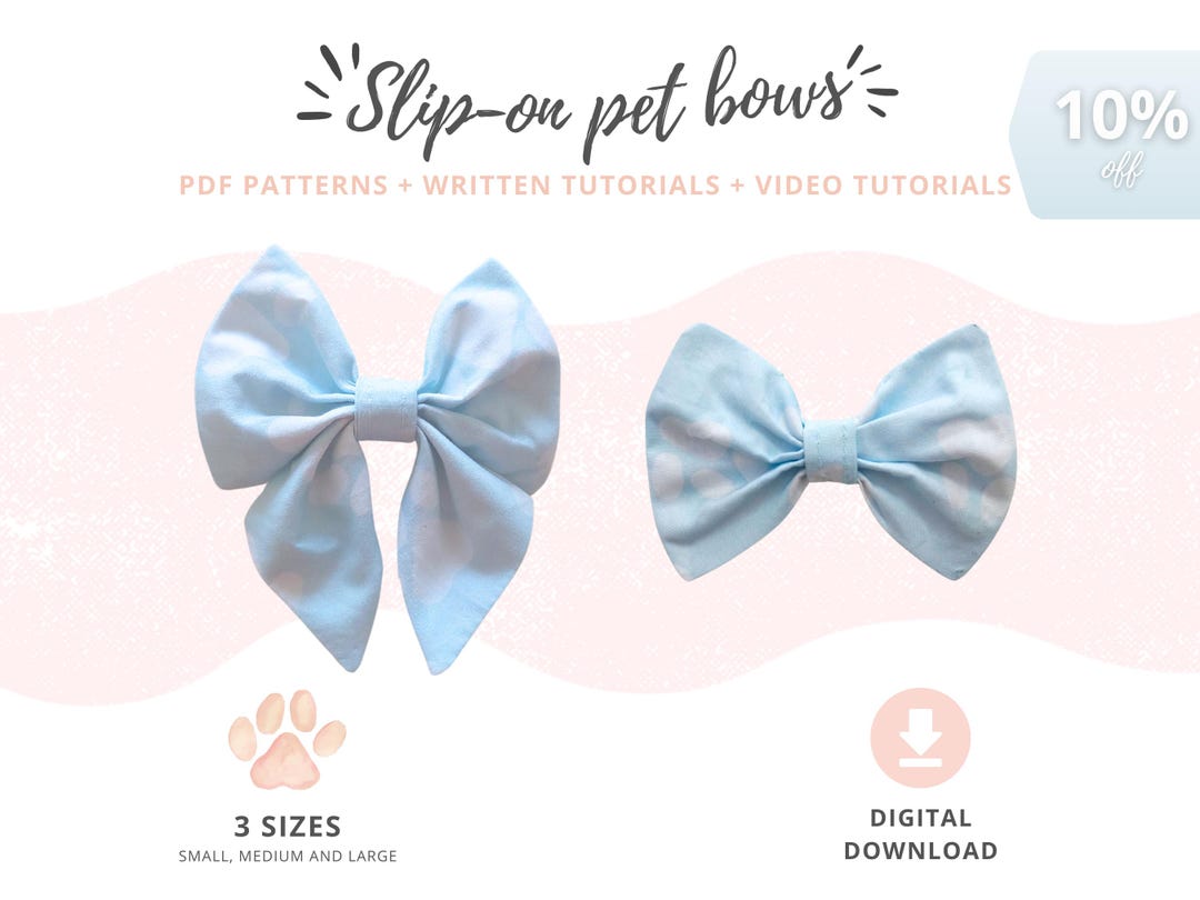 Dog Sailor Bow Pattern and Simple Bow Pattern | 2 Dog Collar Bow Tie ...