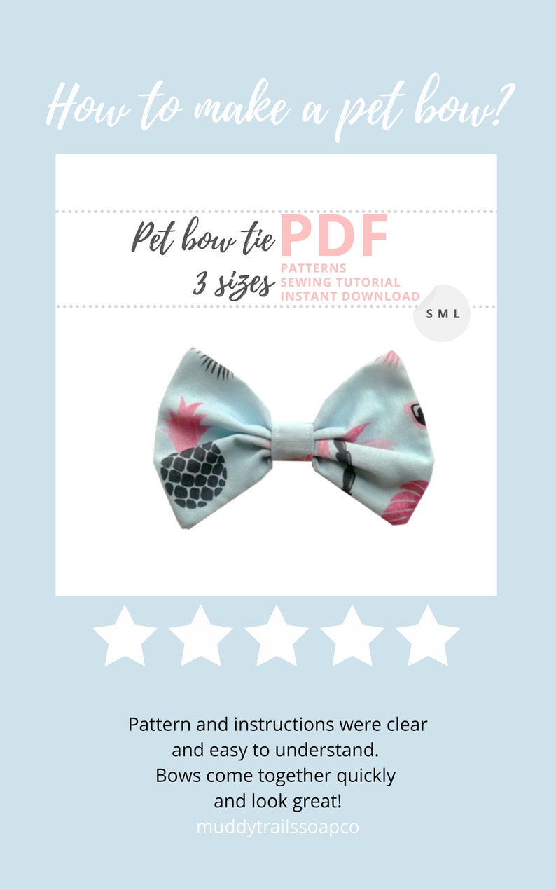 Dog Bow Tie Pattern / Pet Bow Tutorial / XS to XL Dog Bow Tie - Etsy