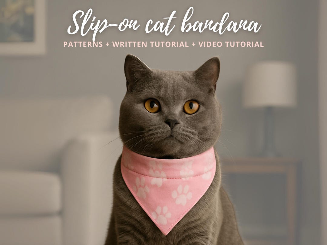 Cat Bandana Pattern With Video Tutorial | Over the Collar Cat Bib ...