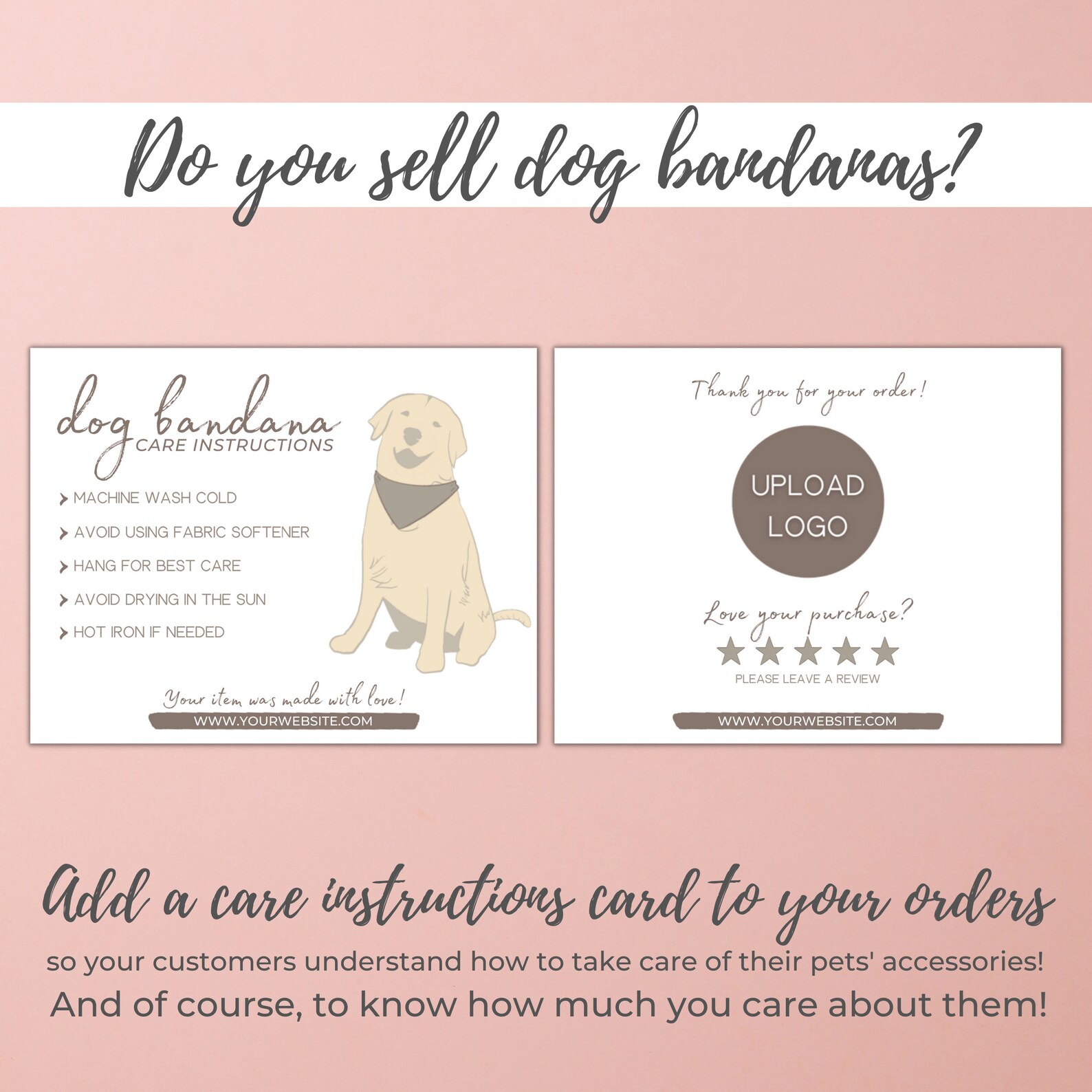 Dog Bandana Care Card Template Dog Bandana Packaging Pet - Etsy