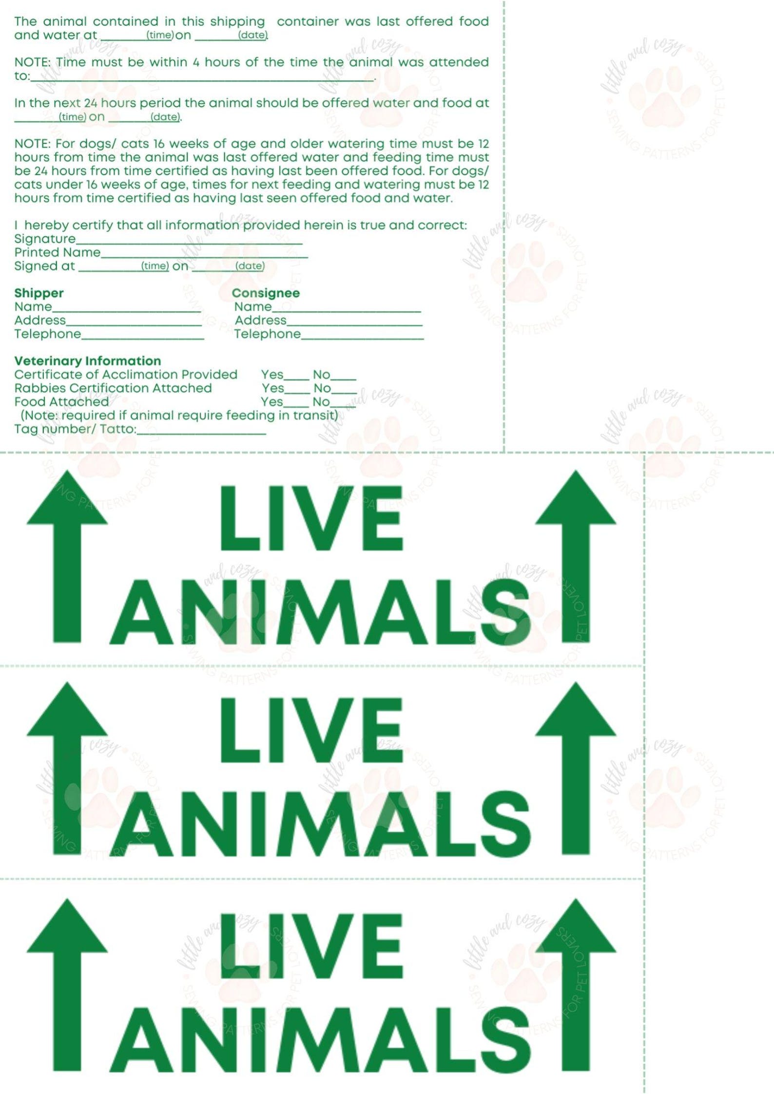 Live Animals Printable Stickers / Live Animals Stickers for Airline ...