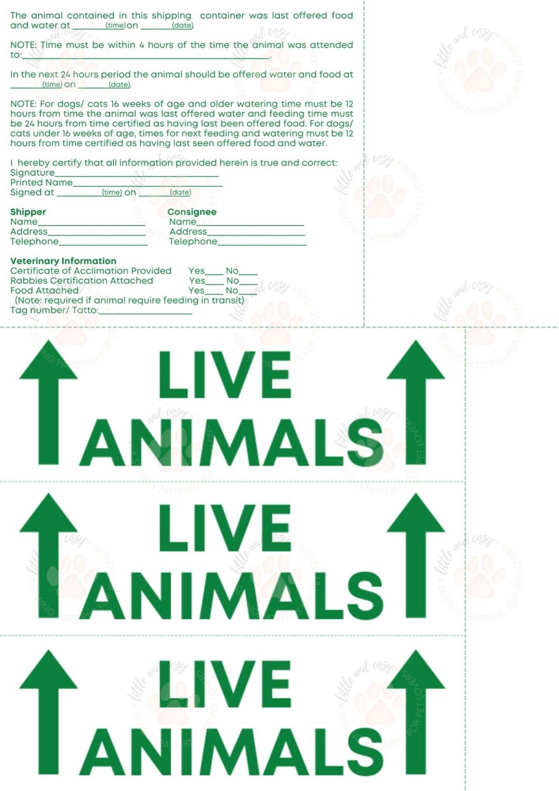 Live Animals Printable Stickers / Live Animals Stickers for Airline ...