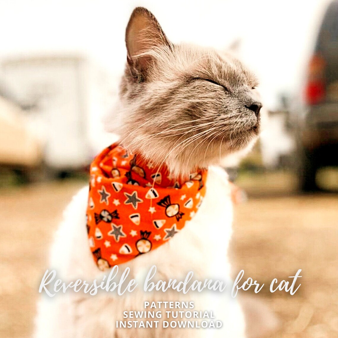 Cat bandana sewing pattern / Bandana bib cat patterns / | Etsy