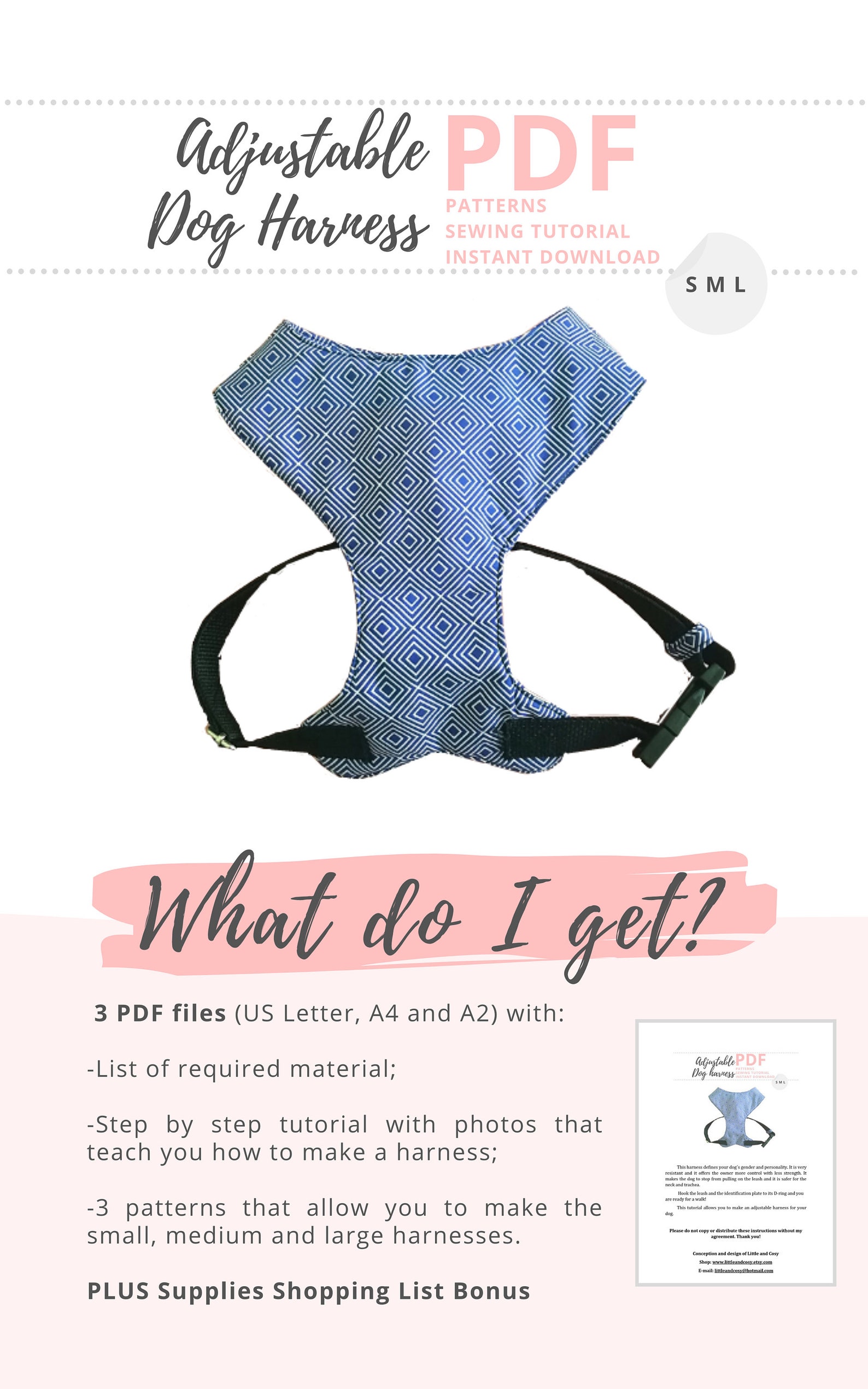 Dog Harness Pattern/ Dog Clothes Patterns / Harness Dog PDF / - Etsy