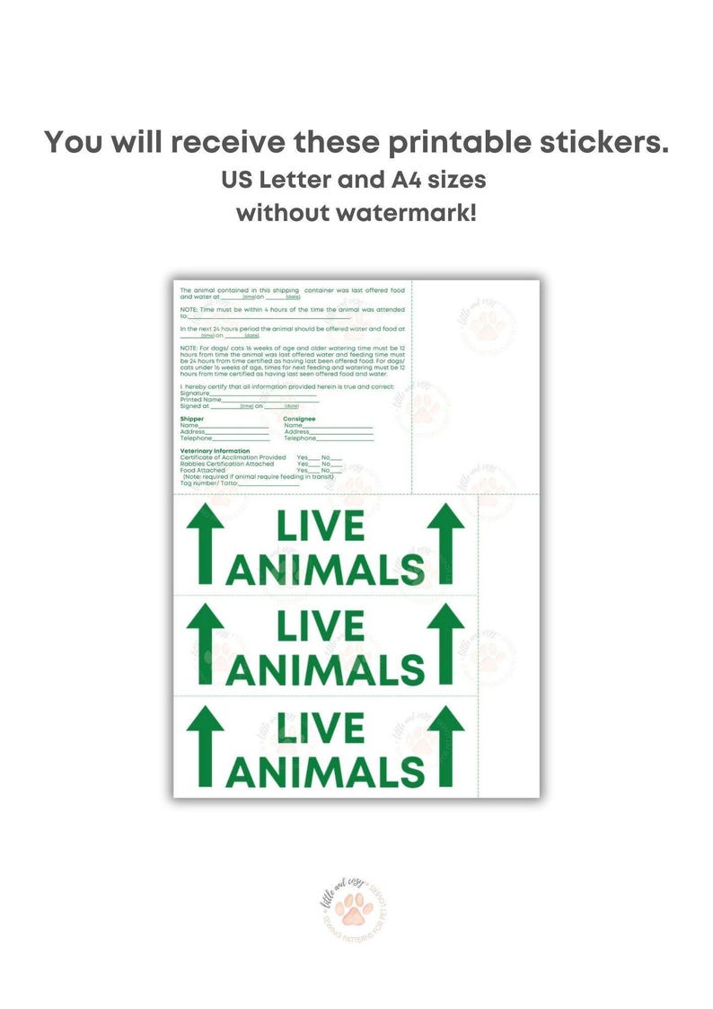 Live Animals Printable Stickers / Live Animals Stickers for Airline ...