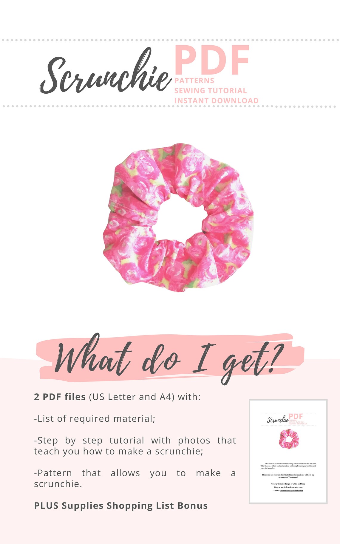 Scrunchie Sewing Pattern PDF / Easy Scrunchie Tutorial / - Etsy