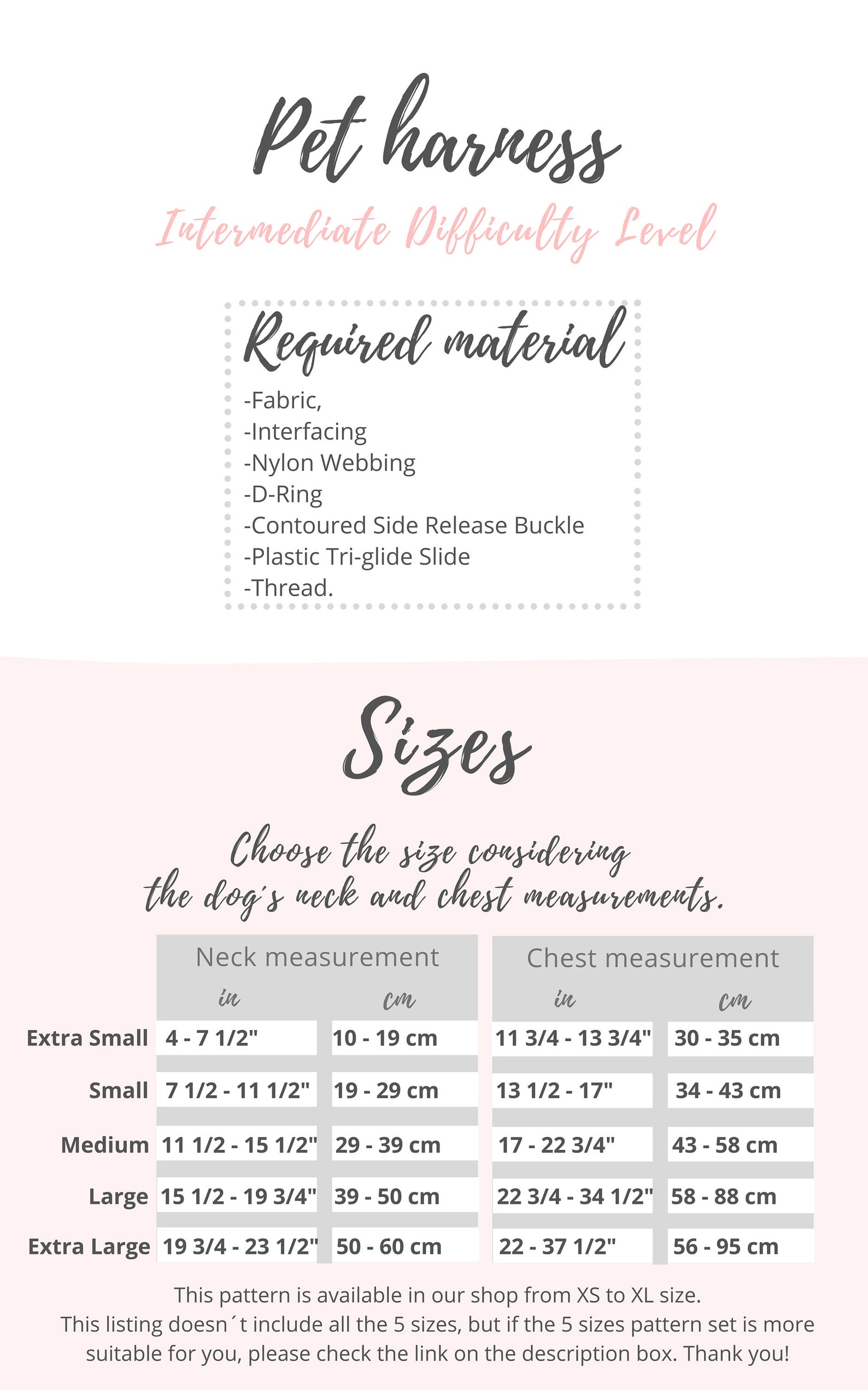 Dog Harness PDF Sewing Pattern Small Size / Adjustable - Etsy