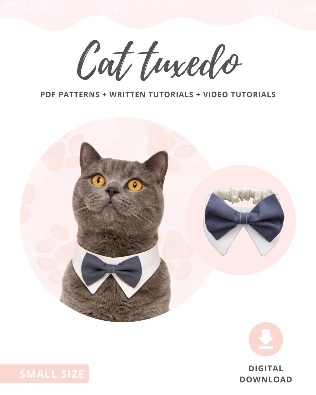 Cat Shirt Collar and Bow Tie PDF Sewing Pattern | Pet Formal Shirt ...
