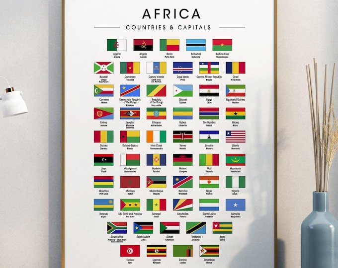 Digital Map of All African Countries With Their Flags and Their Capital ...