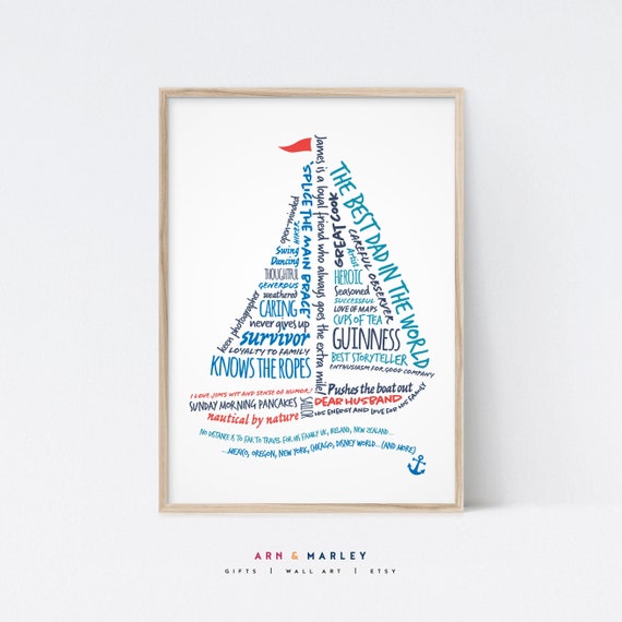 Personalized Sail Boat Word Art Sailing Wall Art Gift - Etsy UK
