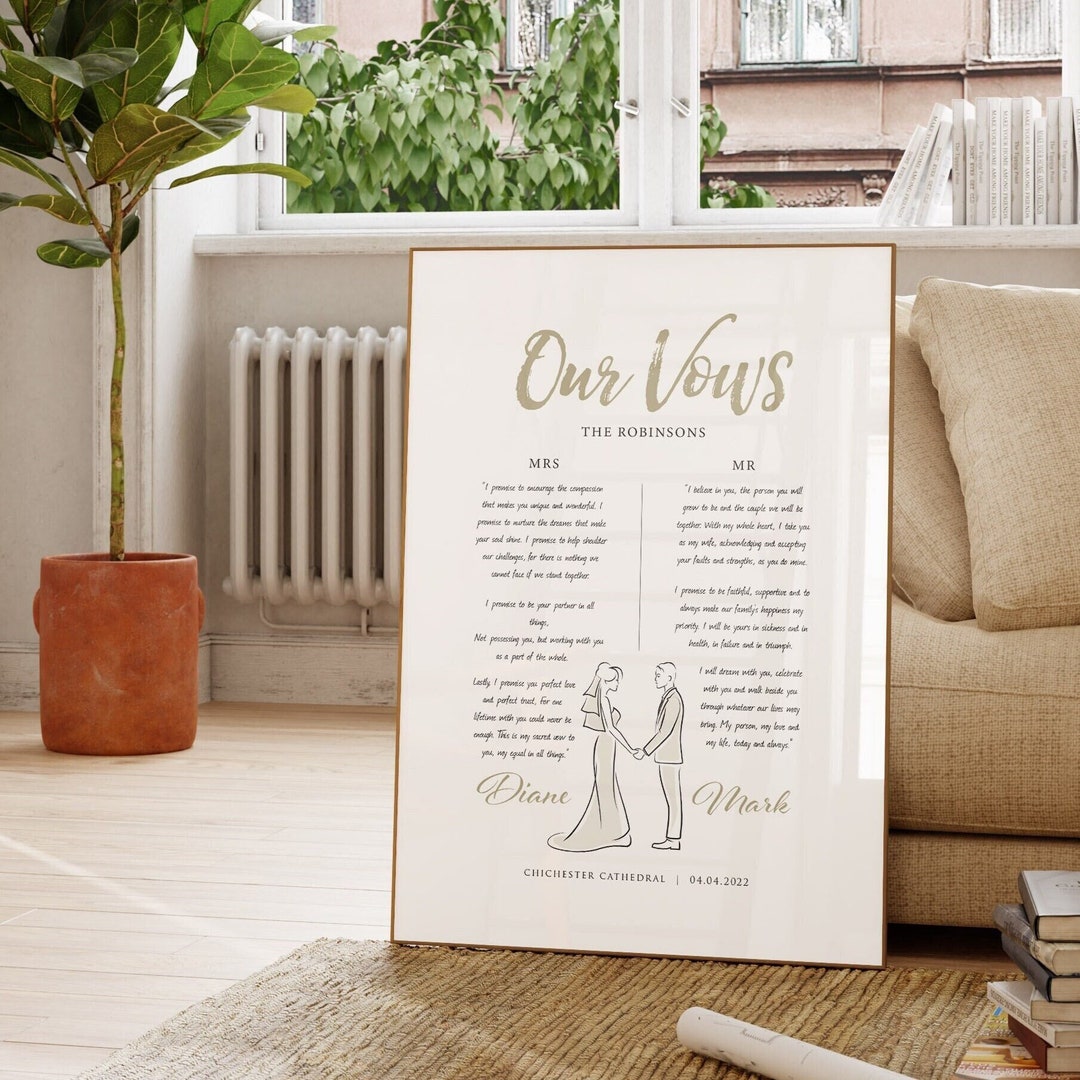 Personalized Wedding Vows Wall Art, Anniversary Gift - Giclée Print ...