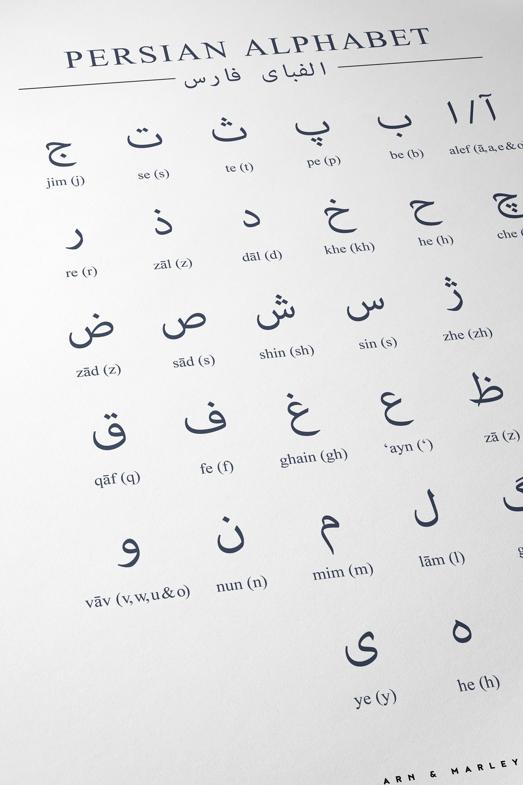 Farsi Alphabet Calligraphy