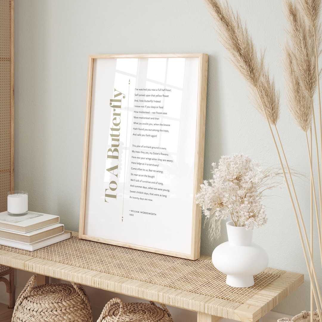 Williams Wordsworth Poem Print, to A Butterfly: Print, Frame, Canvas or ...