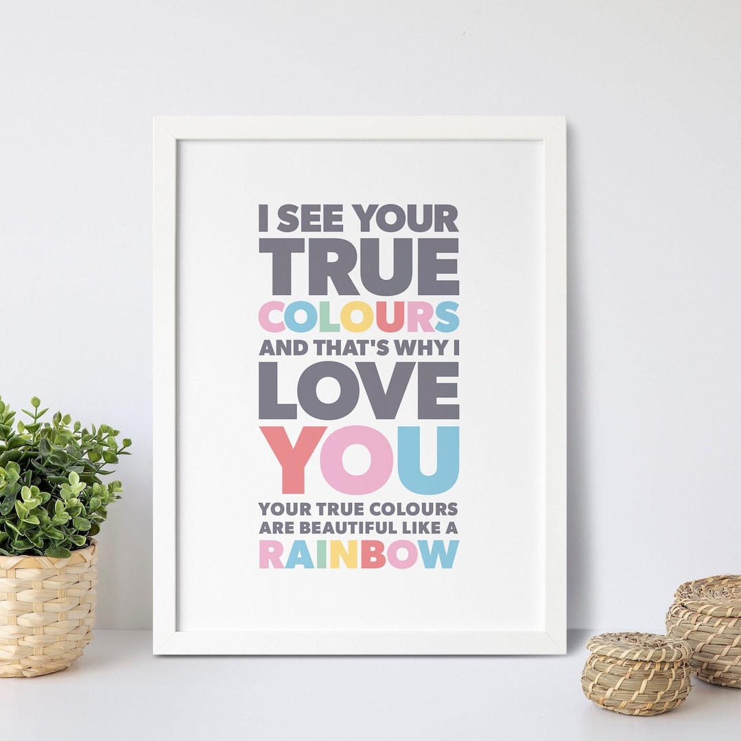 True Colors/colours Song Lyrics Wall Art Giclée Print, Framed Print, or ...