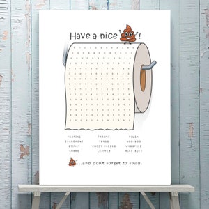 Funny Bathroom Word Search, Poop Emoji Art Giclée Print or Framed Print ...