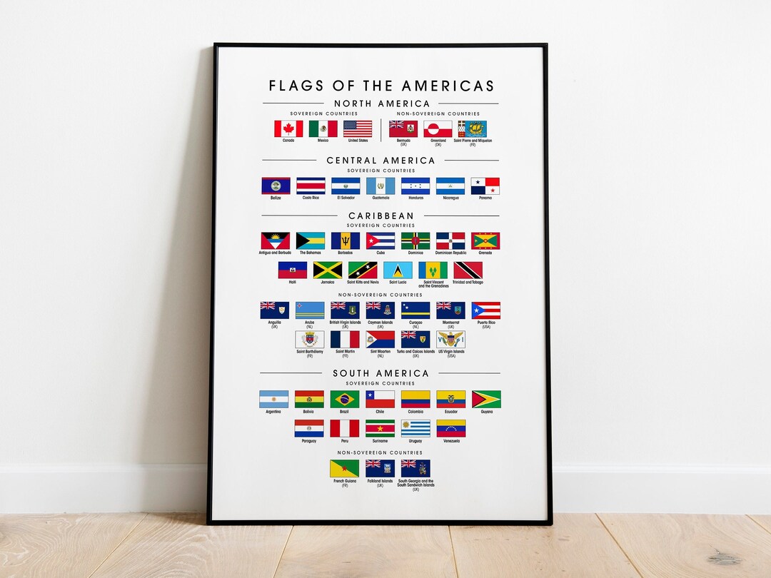 Flags of the Americas Print, Framed Print, or Stretched Canvas - Etsy