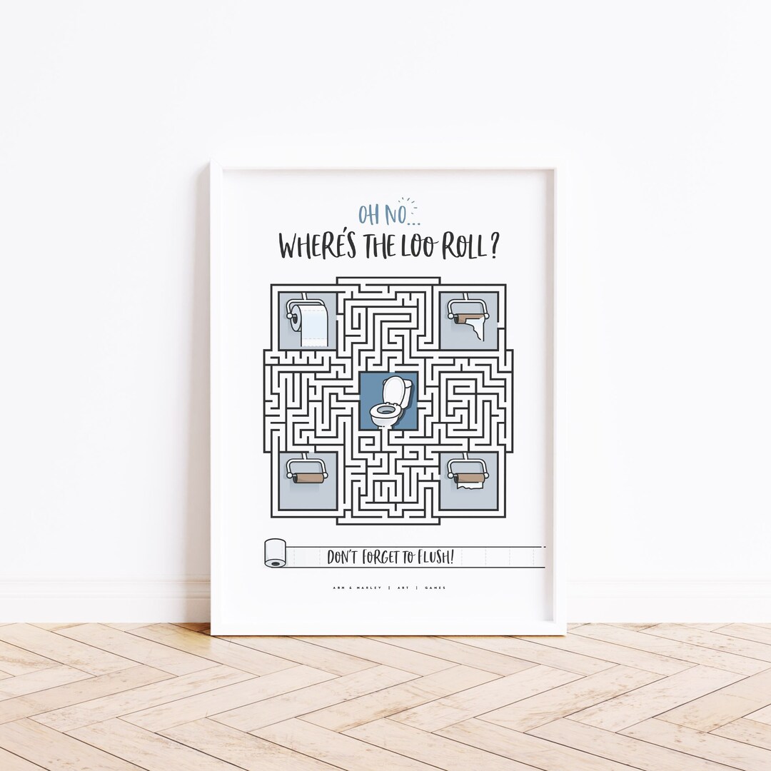 Bathroom Maze Print Where's the Loo Roll Shipped Giclée - Etsy