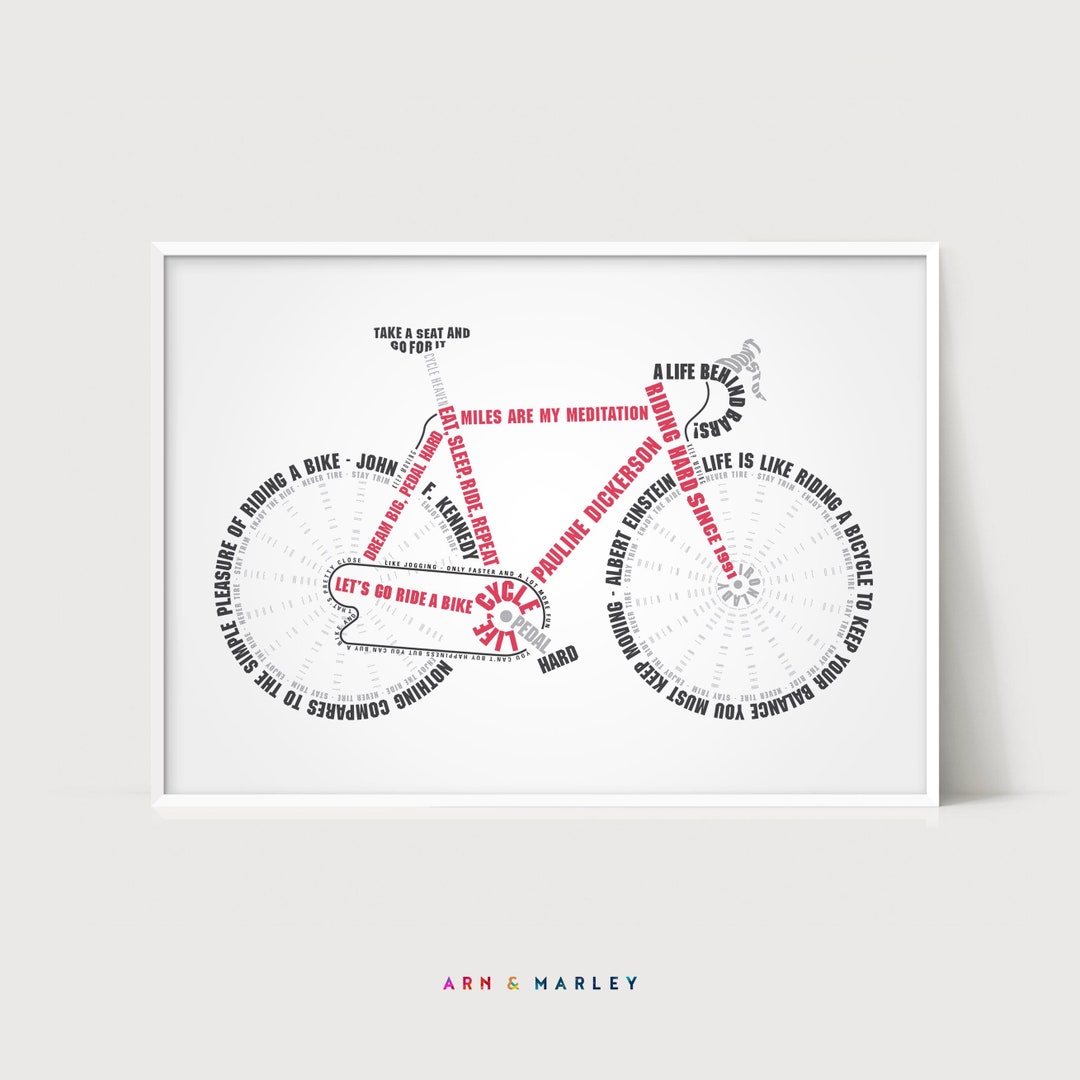 Cycling Word Art, Personalized Gift for Biker - Custom Digital (print ...