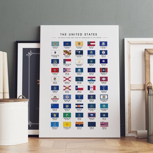 US State Flags Wall Art, Flags of America Giclée Print paper, Framed ...