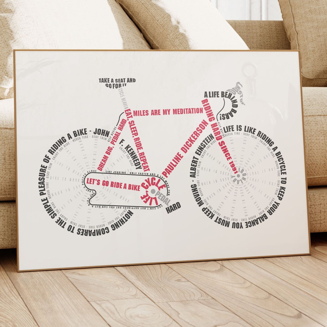 Cycling Word Art Gift, Personalized Art for Cyclist - Giclée Print ...
