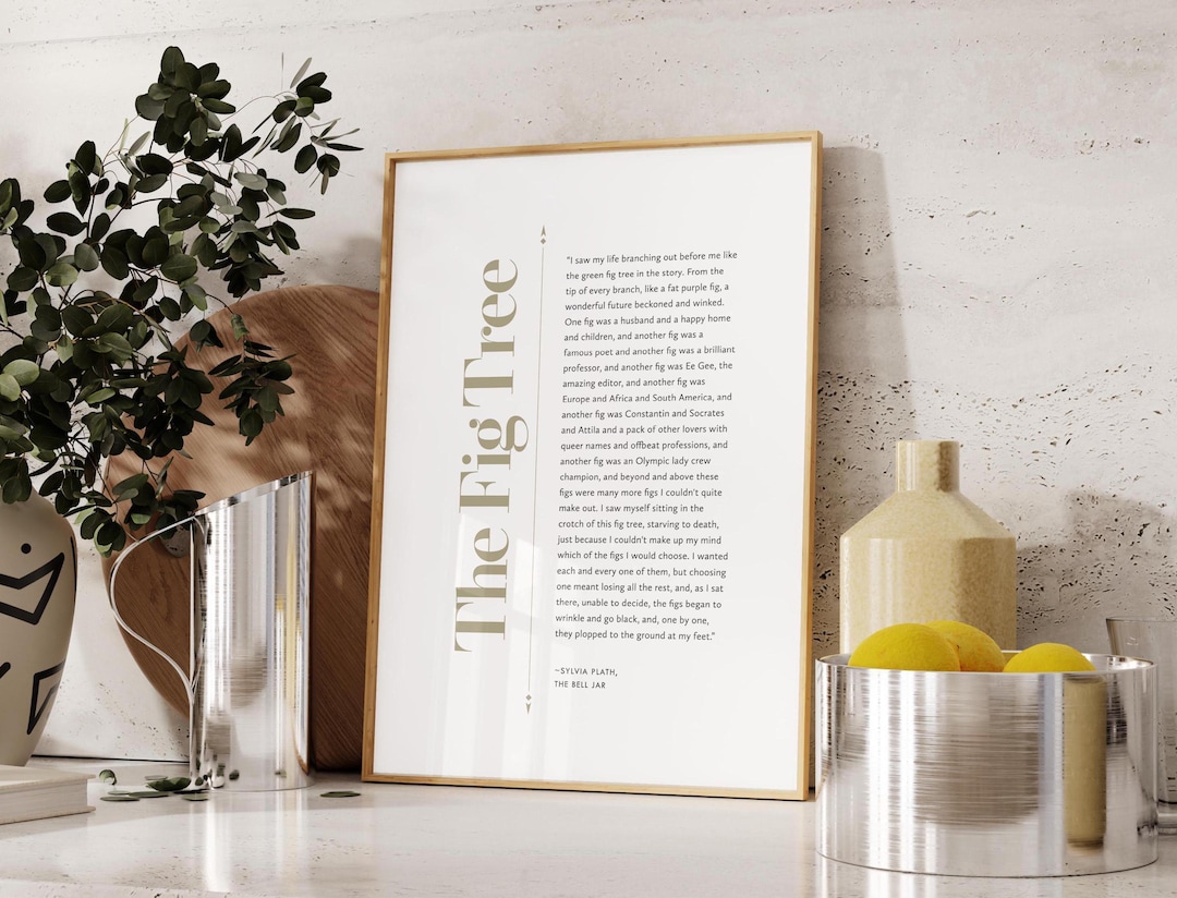 The Fig Tree Poem Wall Art, the Bell Jar, Sylvia Plath: Print, Frame ...