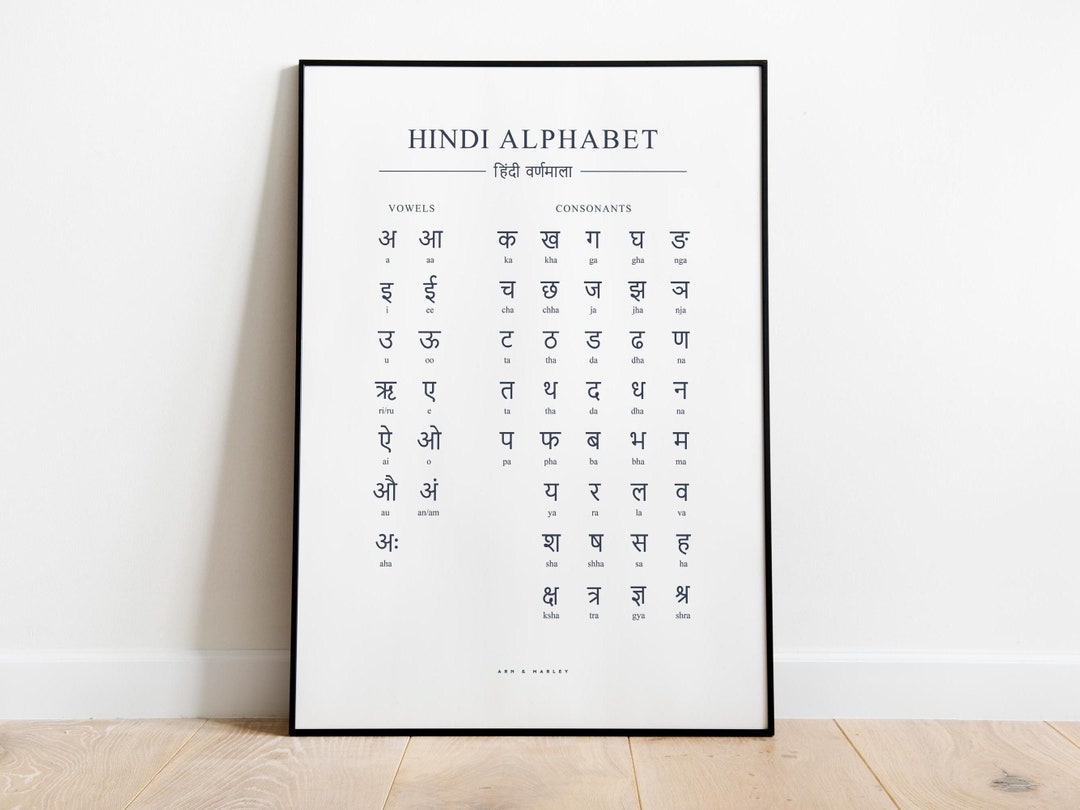 Hindi Alphabet Print, Hindi Varnamala Wall Art, Hindu Language ABC ...