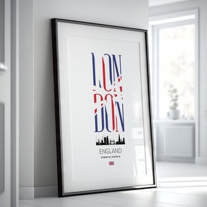London Word Print, Cityscape Art, UK Flag - Giclée Print, Frame, or ...