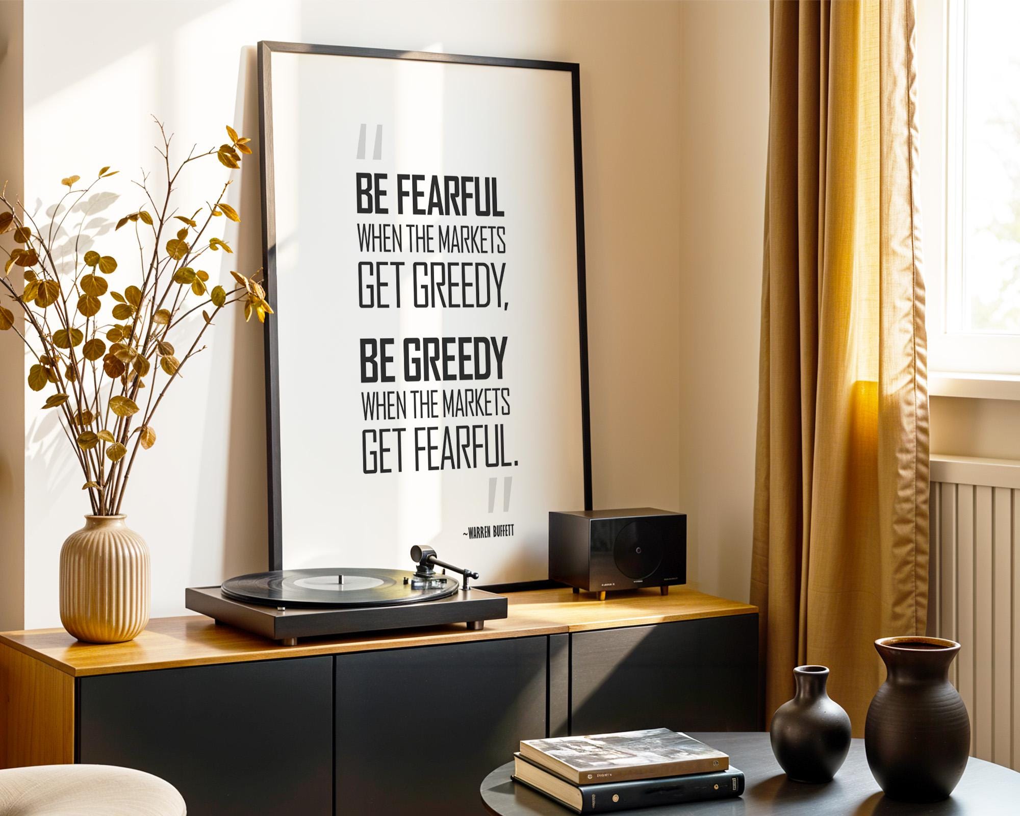 Warren Buffett Quote, Markets Fearful and Greedy Quote: Print, Frame ...