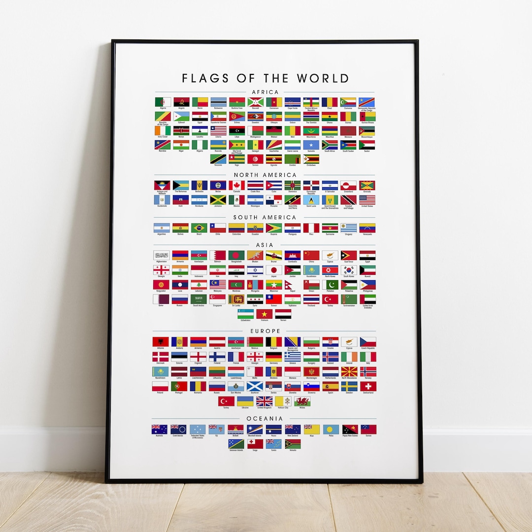 Flags of the World Wall Art: Print, Frame, Canvas or Digital File - Etsy