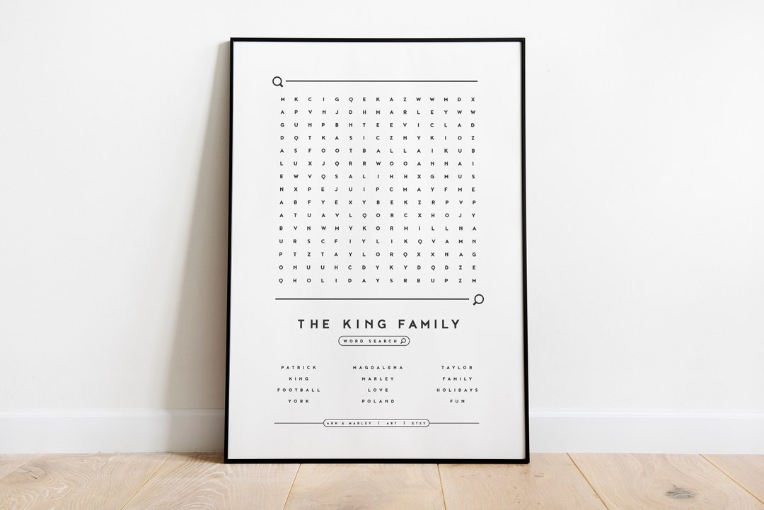 Personalized Family Word Search Shipped Giclée Print Frame - Etsy