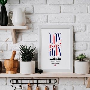 London Word Print, Cityscape Art, UK Flag - Giclée Print, Frame, or ...