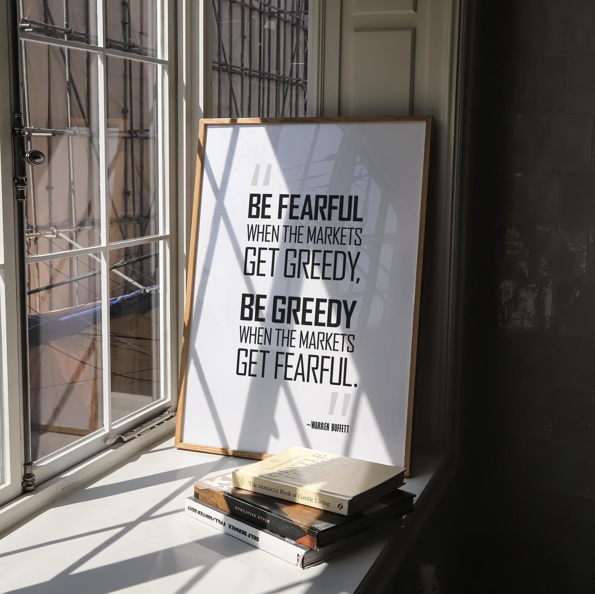 Warren Buffett Quote, Markets Fearful and Greedy Quote: Print, Frame ...