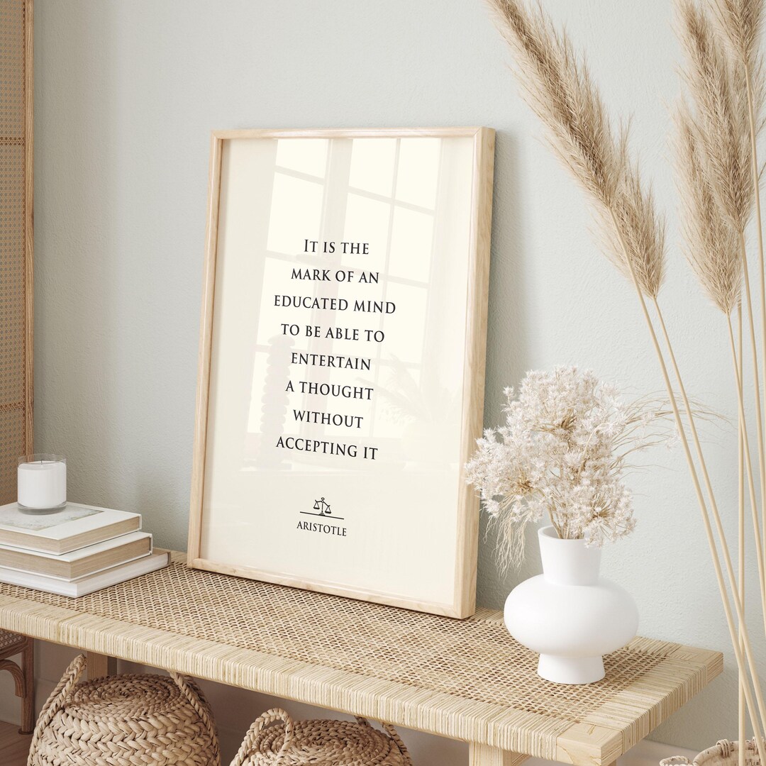 Aristotle Quote Art, Educated Mind, Philosophical Poster: Print, Frame ...