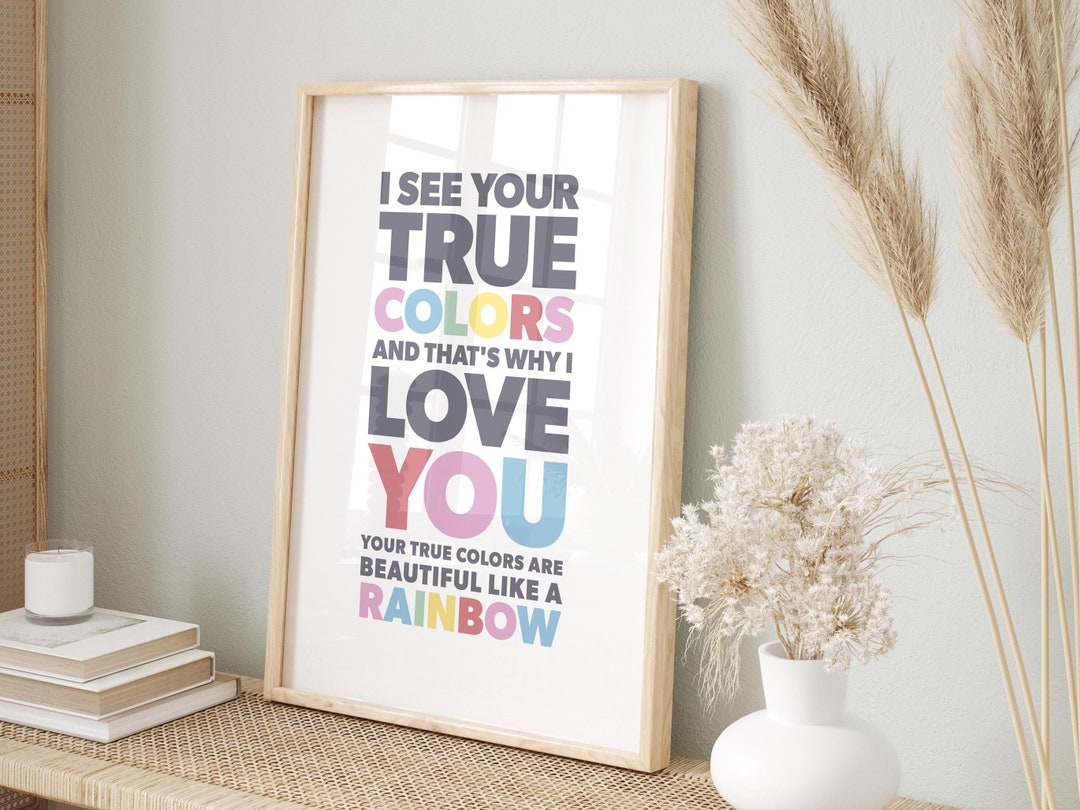 True Colors (or Colours) Song Lyrics Wall Art - Shipped Giclée Print ...
