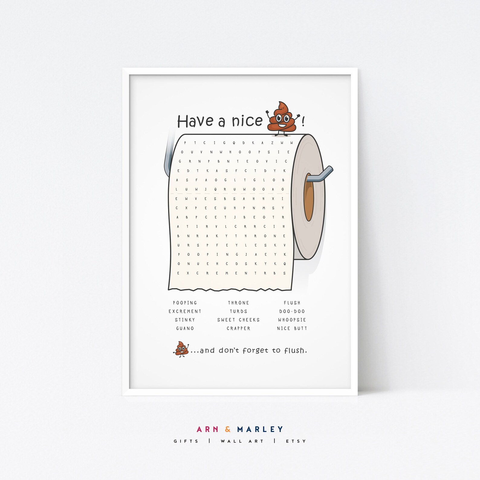 Funny Bathroom Word Search Poop Emoji Toilet Decor Shipped - Etsy UK