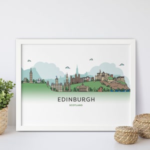 Edinburgh City Skyline Wall Art - Giclée Print or Framed Print - Etsy