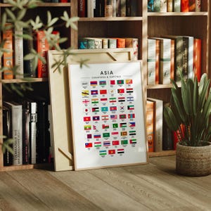 Asian Countries & Capitals, Flags of Asia - Shipped Giclée Print (paper ...
