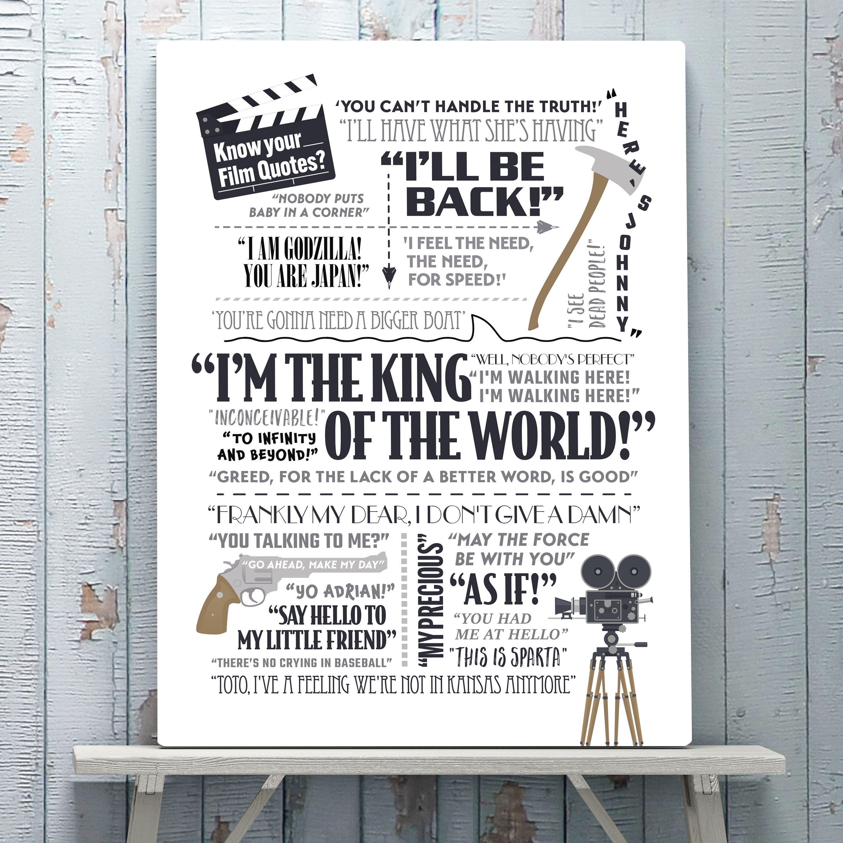 Famous Movie Quotes Iconic Movie Lines Wall Art Shipped - Etsy UK