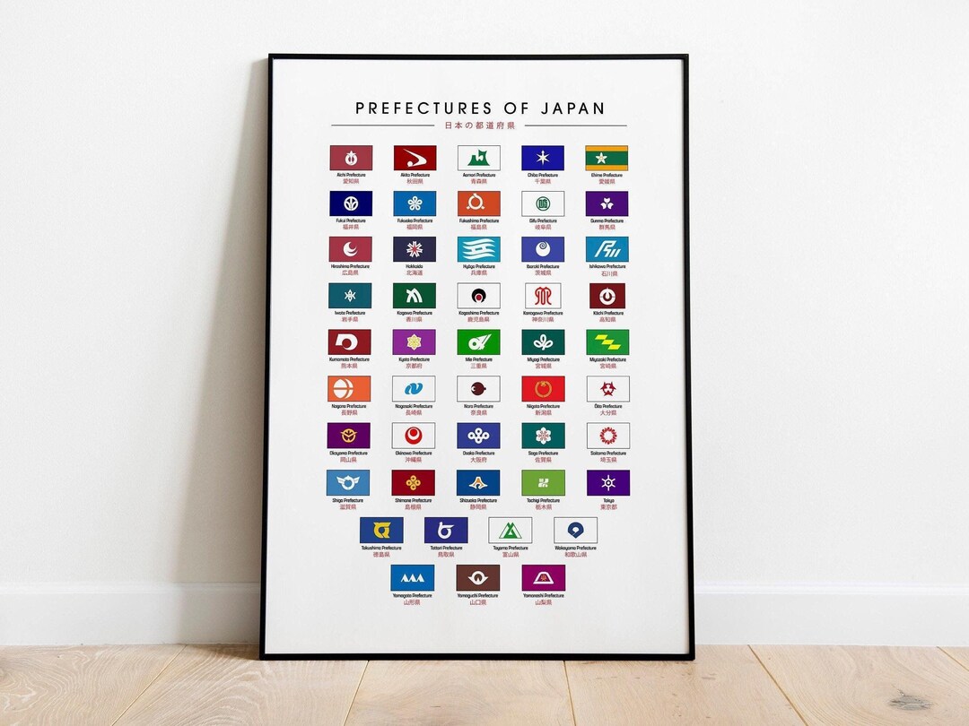Japanese Prefecture Flags Art, Regions of Japan: Print, Frame, Canvas ...