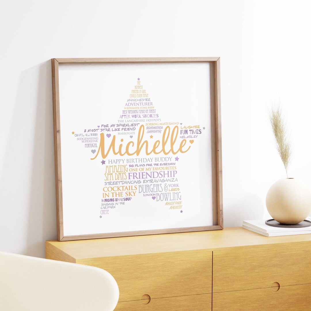 Personalized Star Word Art Gift: Print, Frame, Canvas or Digital File ...