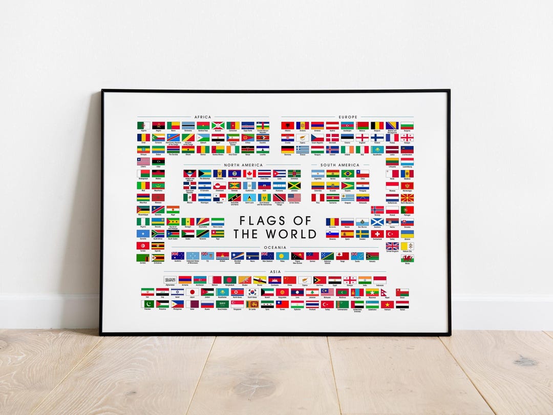 Flags of the World, Landscape Version: Print, Frame, Canvas or Digital ...