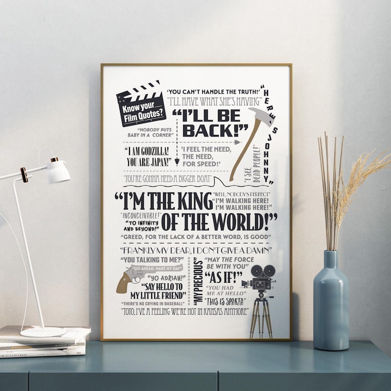 Famous Movie Quotes Wall Art: Print, Frame, Canvas or Digital File - Etsy